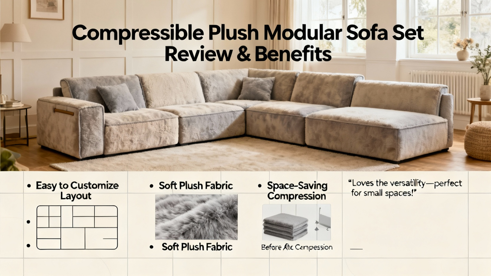 Compressible Plush Modular Sofa Set Review & Benefits - Marketing Agency