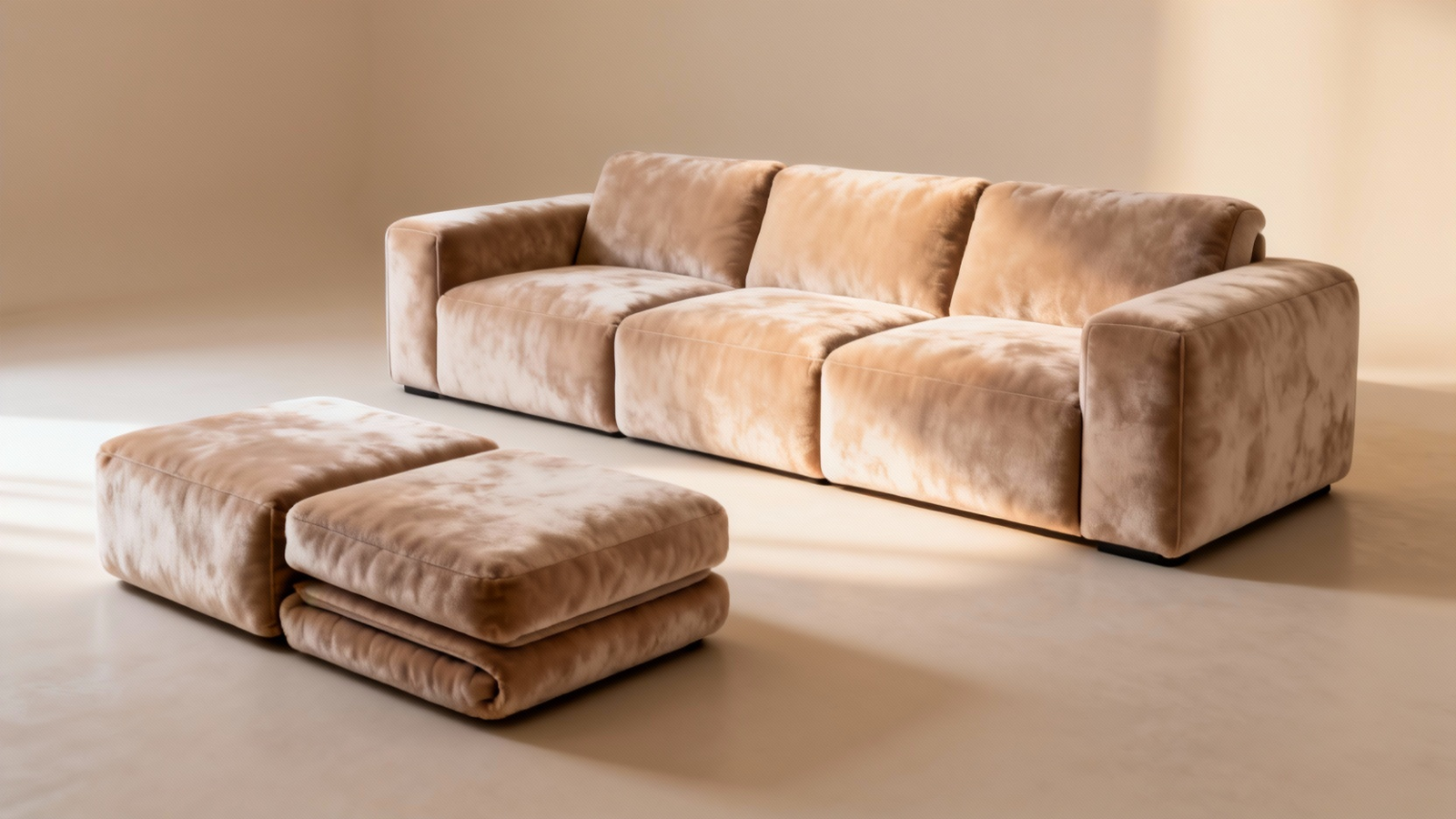 Compressible Plush Modular Sofa, Space-Saving Luxury - Marketing Agency